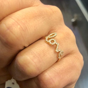 Love Ring, Diamond Love Ring, Rose Gold, Word Ring, Statement Ring ...