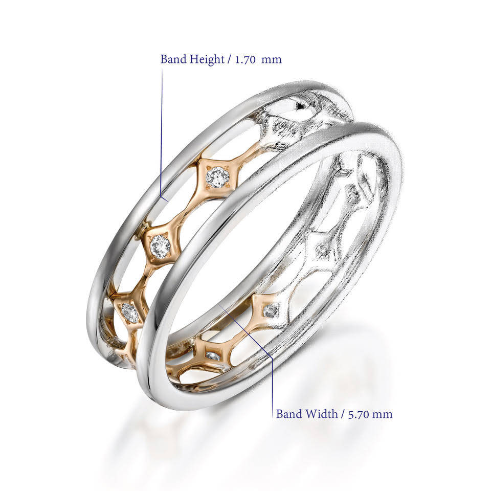 Double Shank Ring Rose Gold Wedding Band Geometric | Etsy