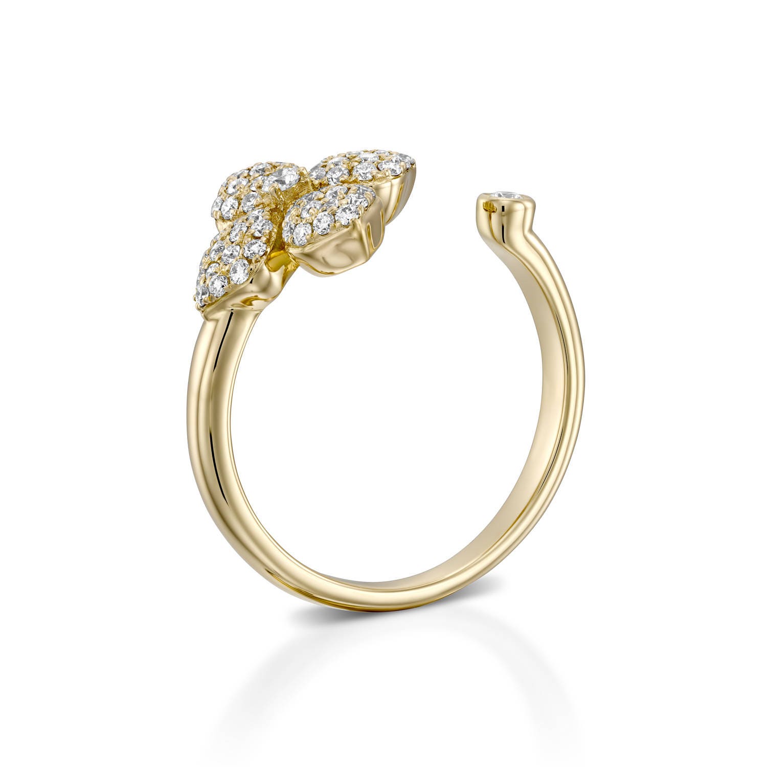 Floral Ring, Gold U Shaped Ring, Flower Diamond Ring, Cluster Ring ...