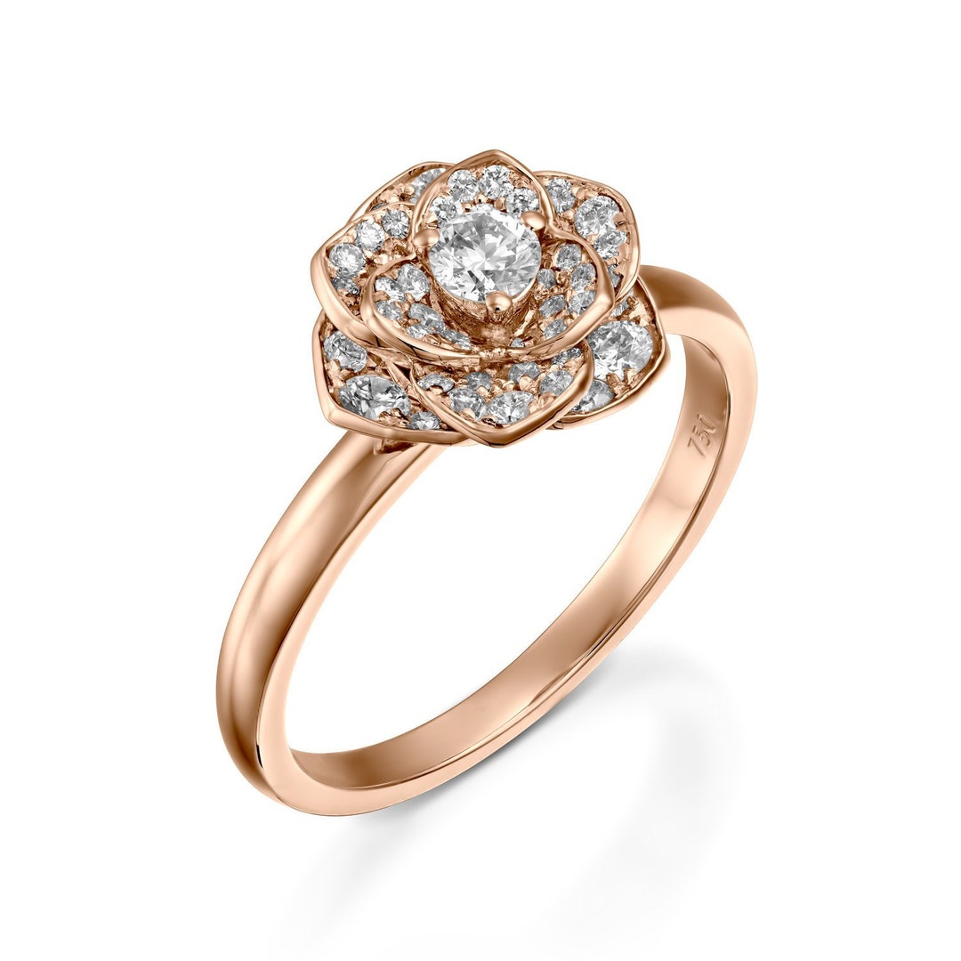 Flower Engagement Ring - Etsy
