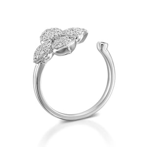 Cherry Blossom Ring Open Flower Engagement Ring for Women, Unique Gold ...