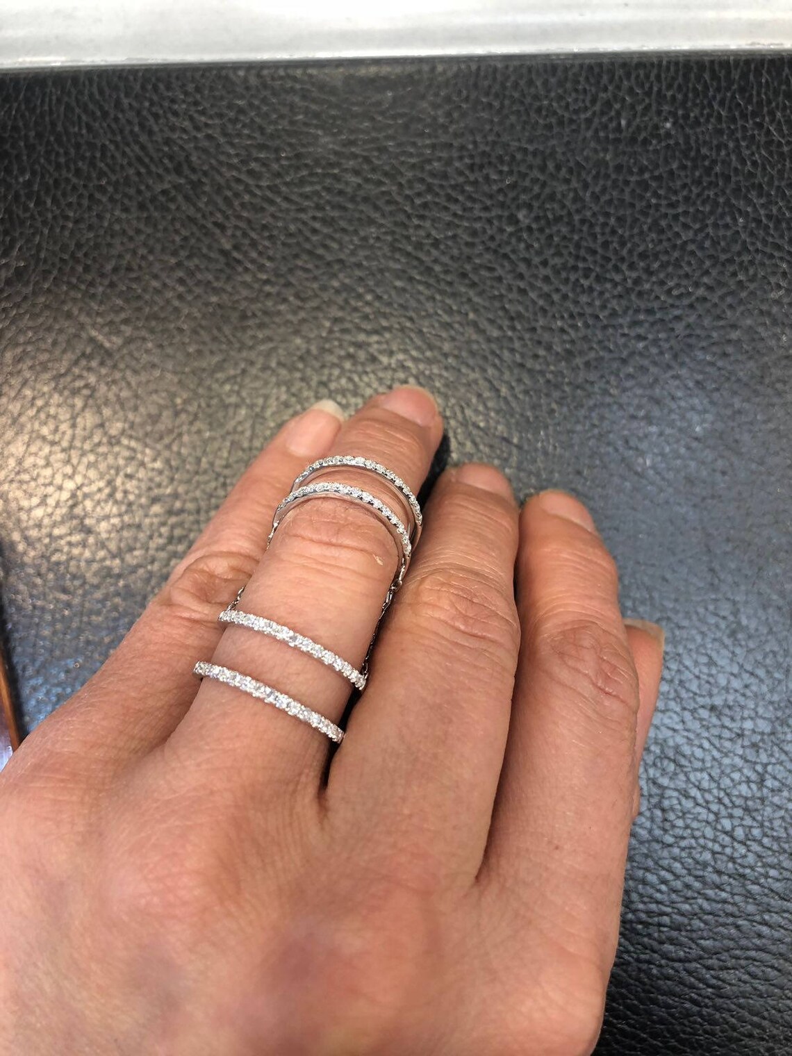 One Finger Double Ring Double Ring Chain Zen Garden Double | Etsy