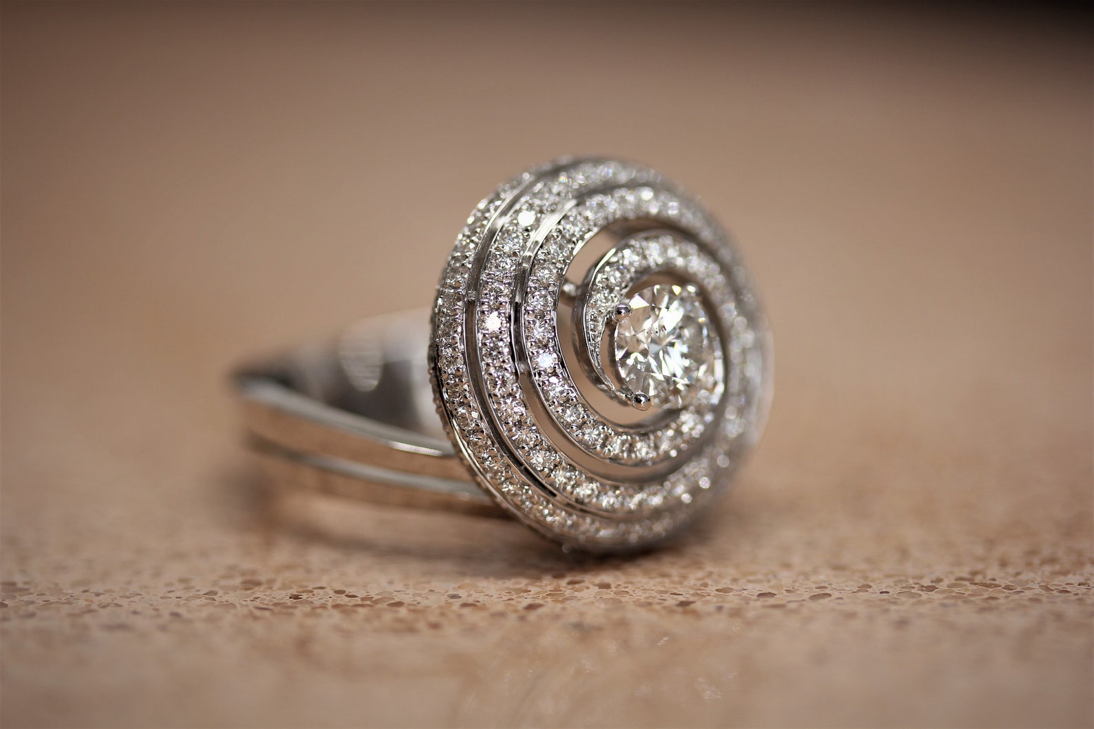 Unique Designer Diamond Engagement Ring, Ladies Diamond Swirl Cocktail ...