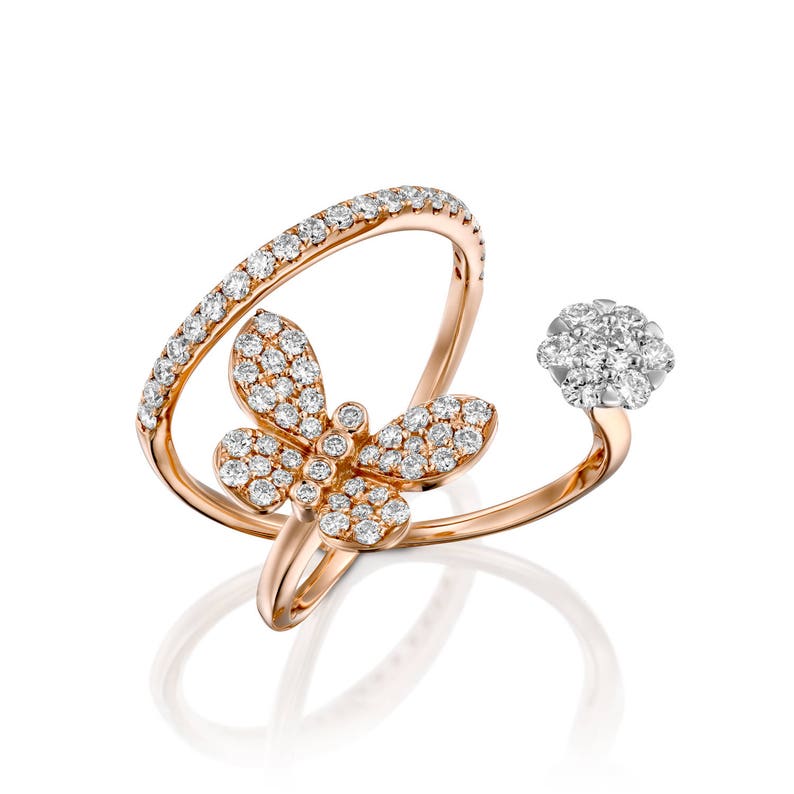 Butterfly Diamond Engagement Ring - Butterfly Jewelry - Diamond Women ...