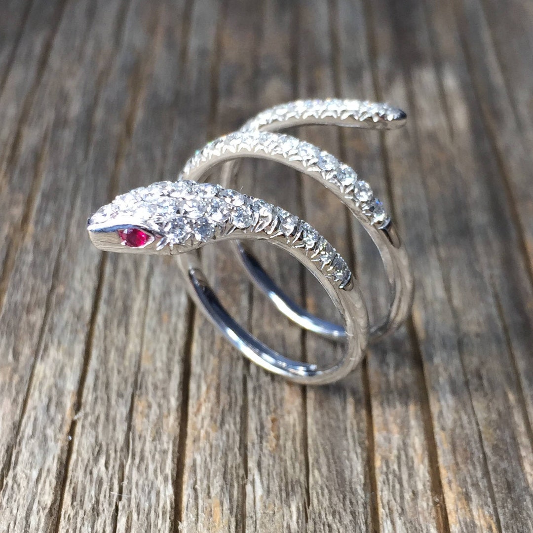 Pave Diamond Snake Ring Luxury Ring Diamond & Ruby Ring Gold Snake Ring ...