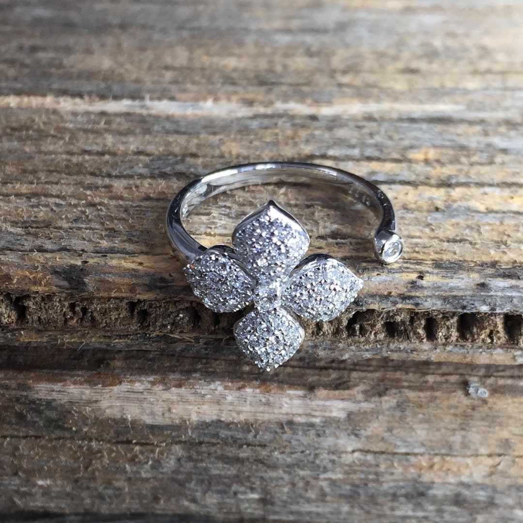 Cherry Blossom Ring Open Flower Engagement Ring for Women, Unique Gold ...