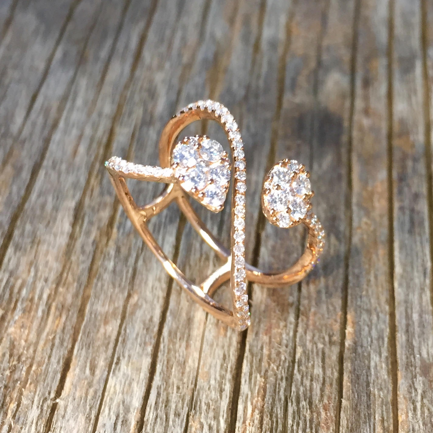 18k Yellow Gold Infinity Ring, Unique Women Engagement Ring Double ...
