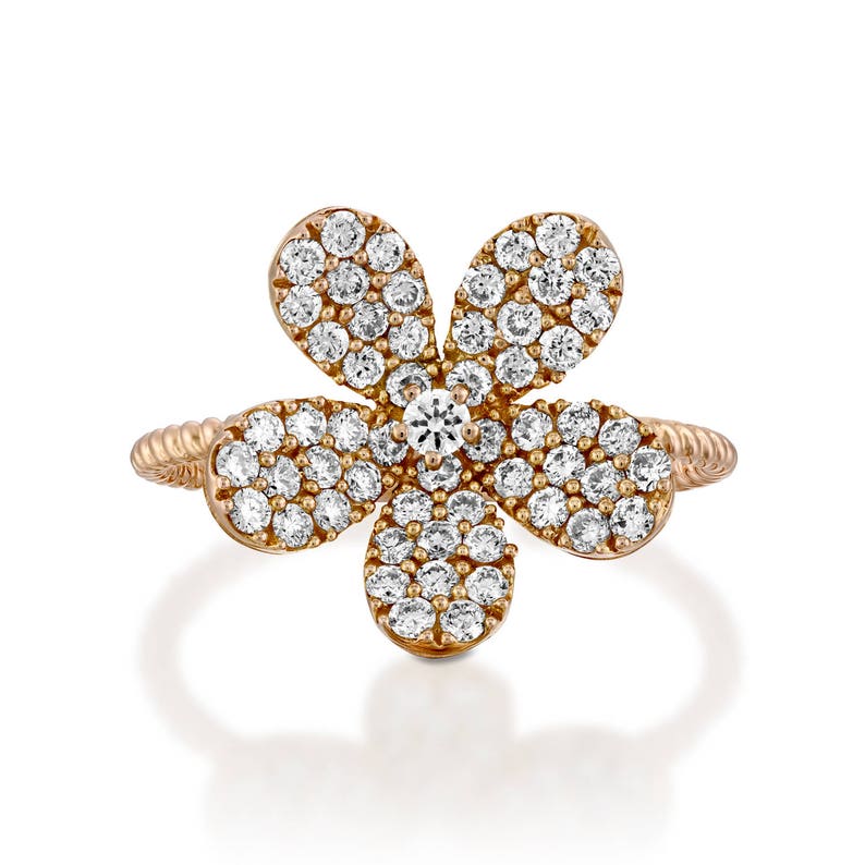 Cherry Flower Engagement Ring - Sakura Ring - Etsy