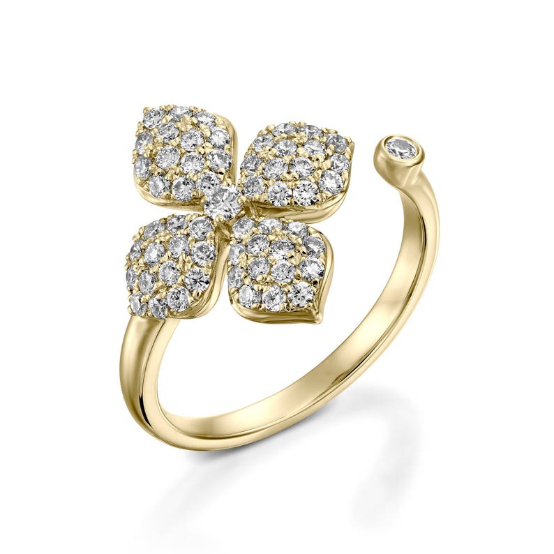 U shape ring U ring jewelry Open ended ring Flower gold | Etsy