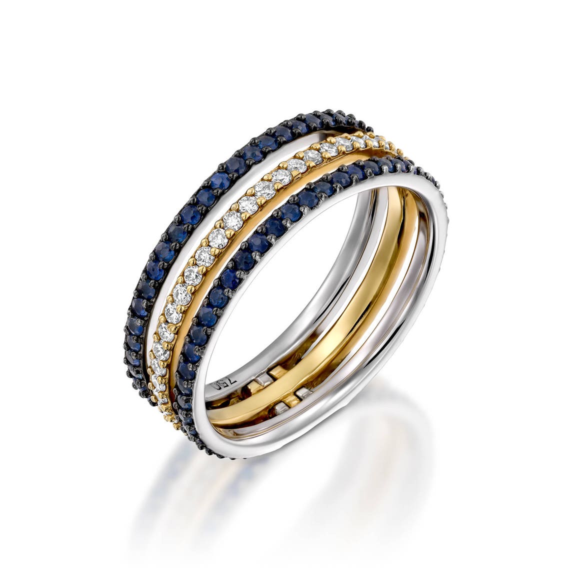 Eternity Wedding Ring Sets,bridal Sets, Diamond Sapphire Stacking Bands ...