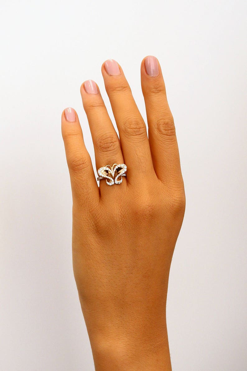 Unique Diamond Butterfly Ring Women Promise Ring 18k - Etsy