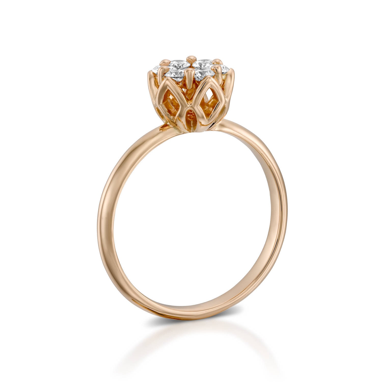 Rose Gold Flower engagement ring Diamond floral ring flower | Etsy