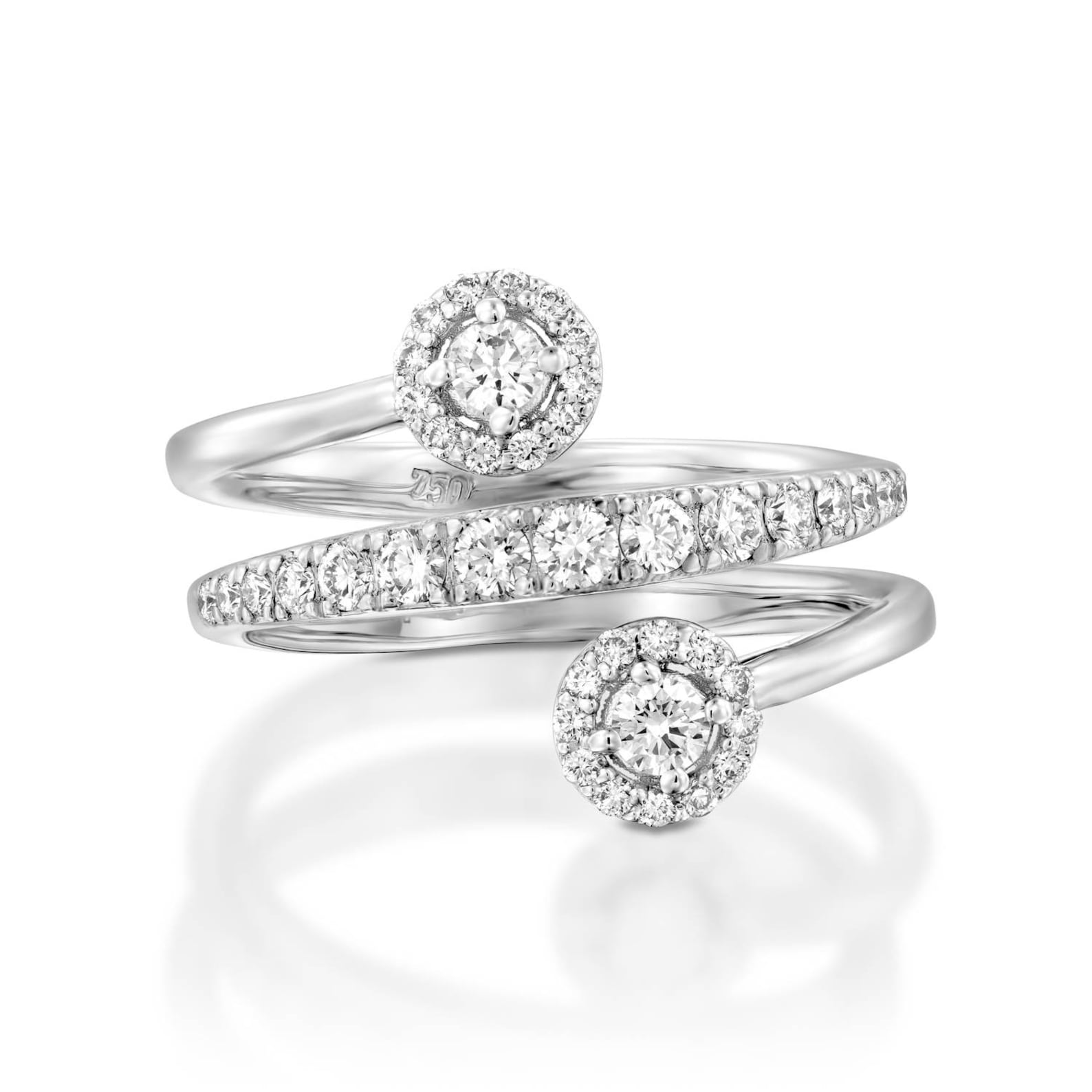 Twist Engagement Ring, Wrap Diamond Rings for Women, Spiral Ring, Open ...