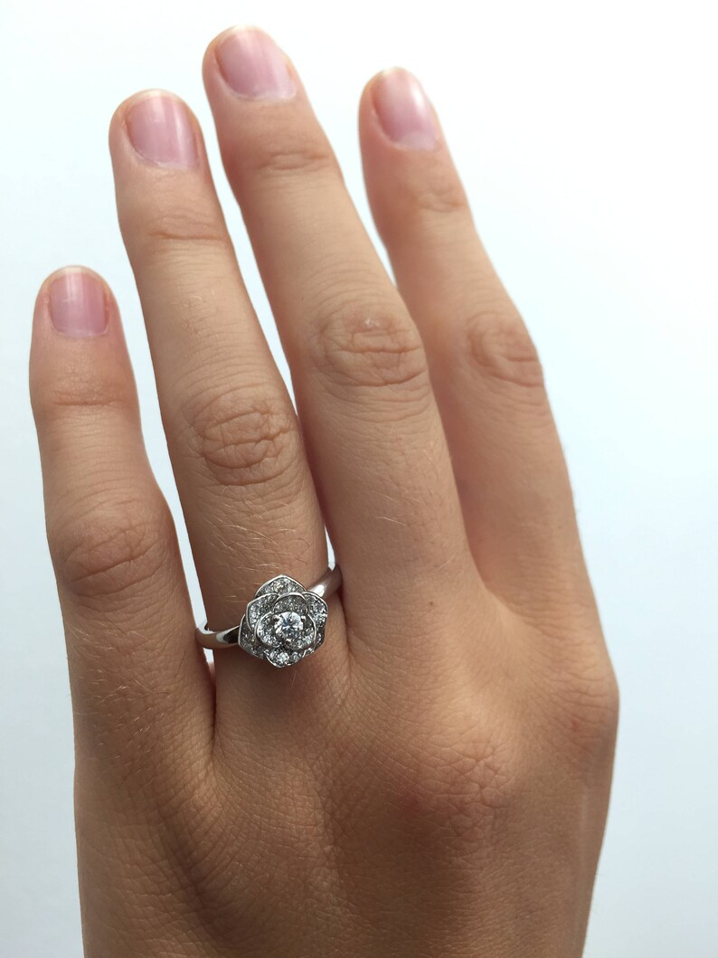 Flower Diamond Engagement Ring for Women Cluster Promise - Etsy