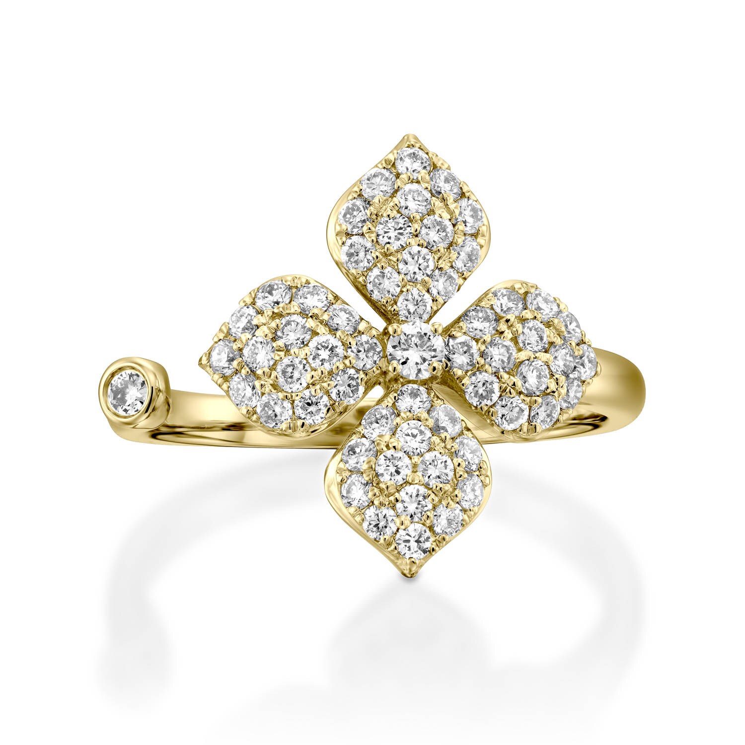 U shape ring U ring jewelry Open ended ring Flower gold | Etsy