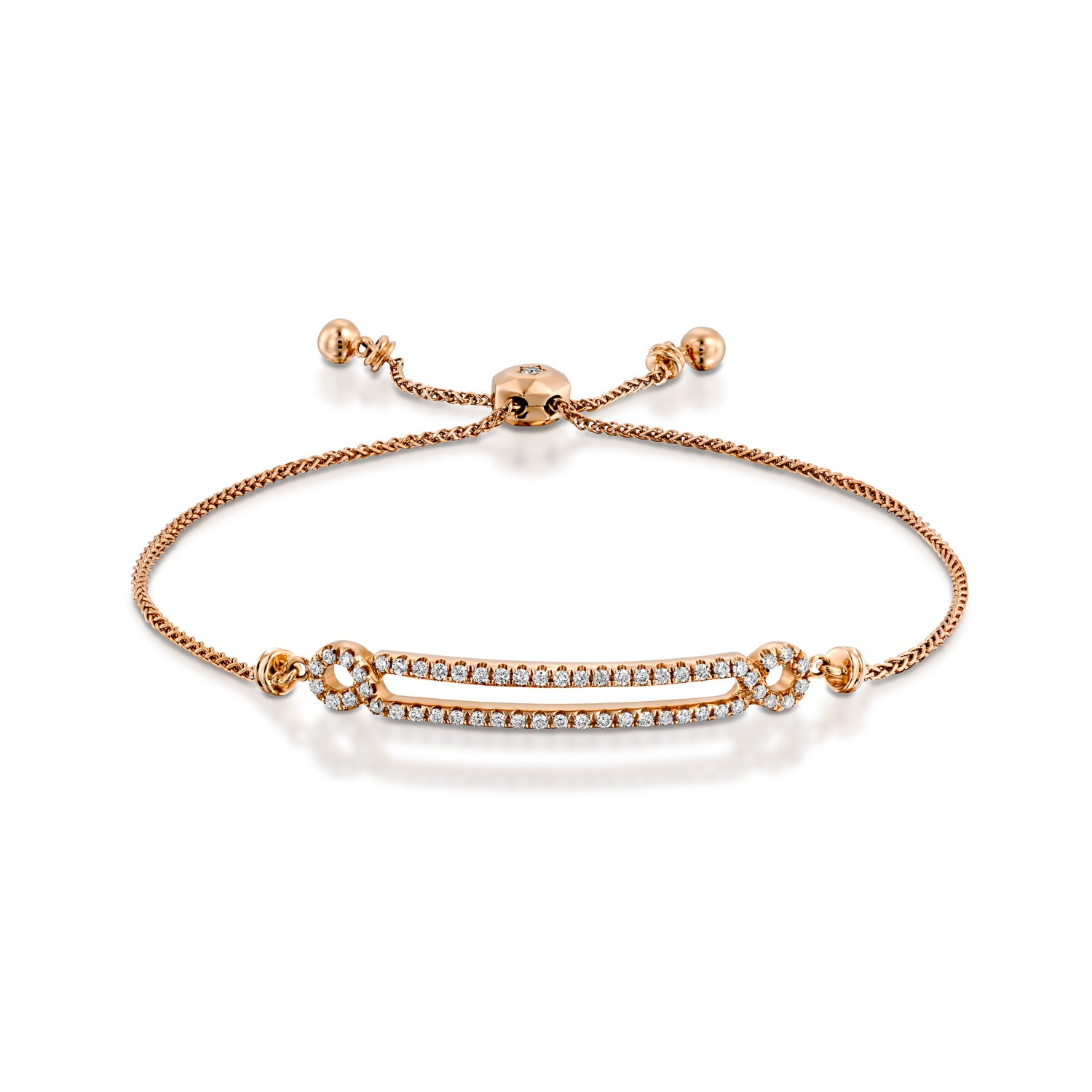 Solid Gold Diamond Set Double Slider Bar Bracelet Gold Ball | Etsy