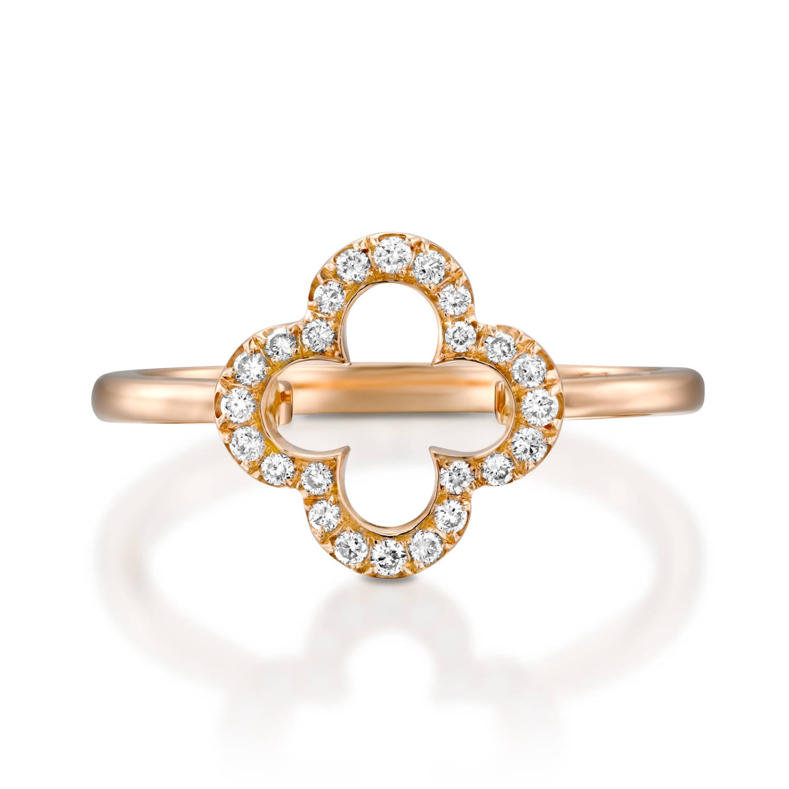 Rose Gold Four Leaf Clover Lucky Ring Love Ring Diamond - Etsy