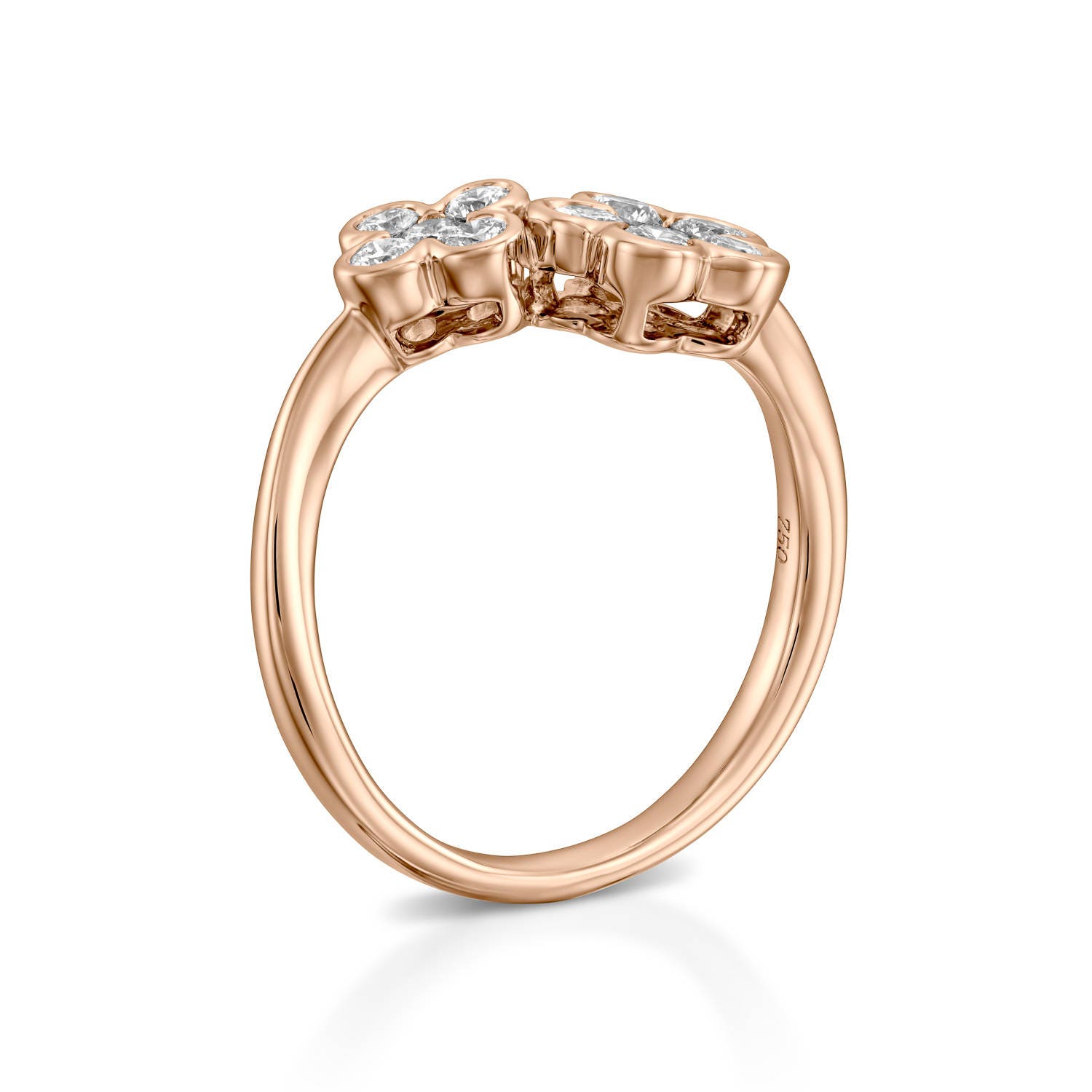 Cherry Blossom Ring Diamond Flower Engagement Ring, Rose Gold Ring ...