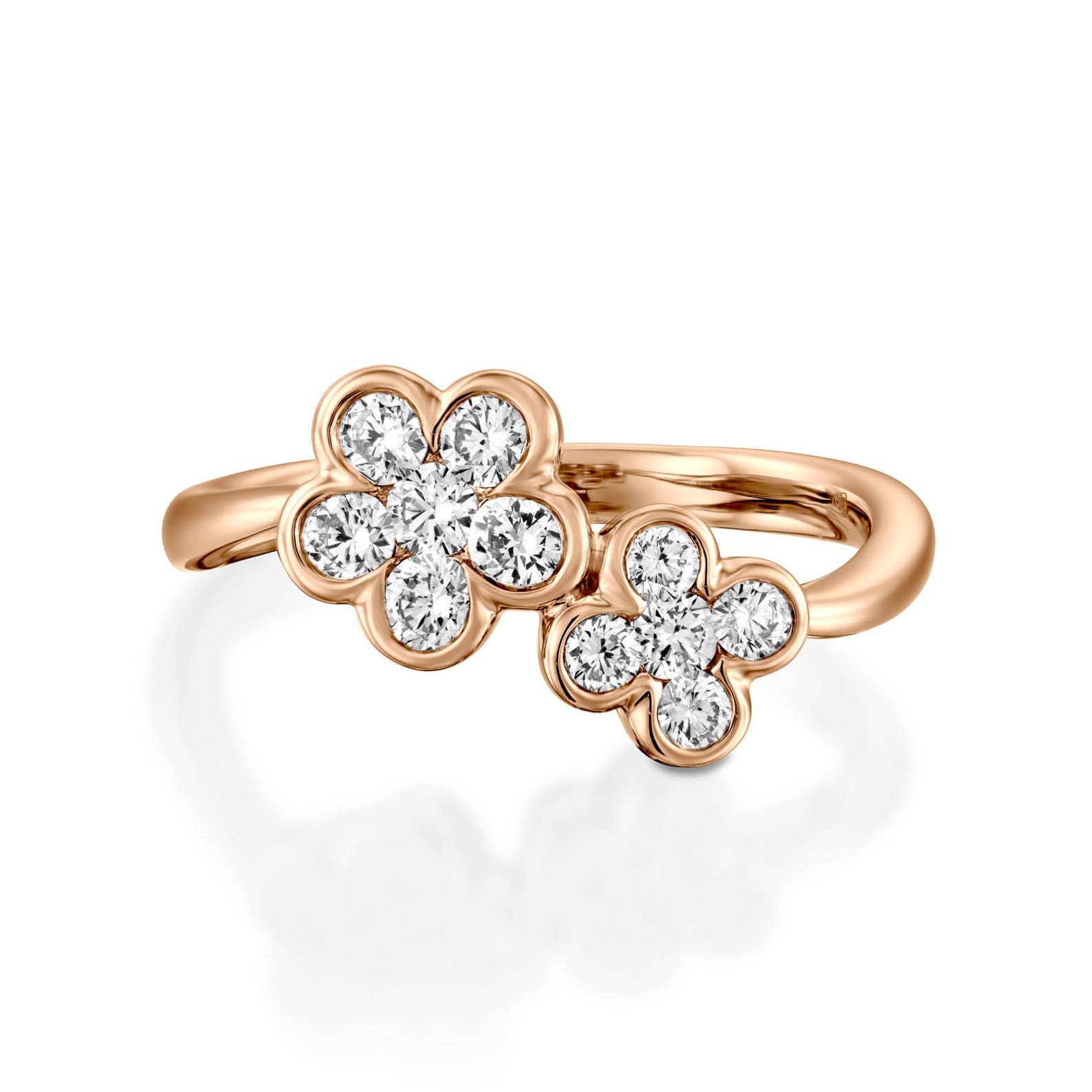 Cherry Blossom Ring Diamond Flower Engagement Ring, Rose Gold Ring ...