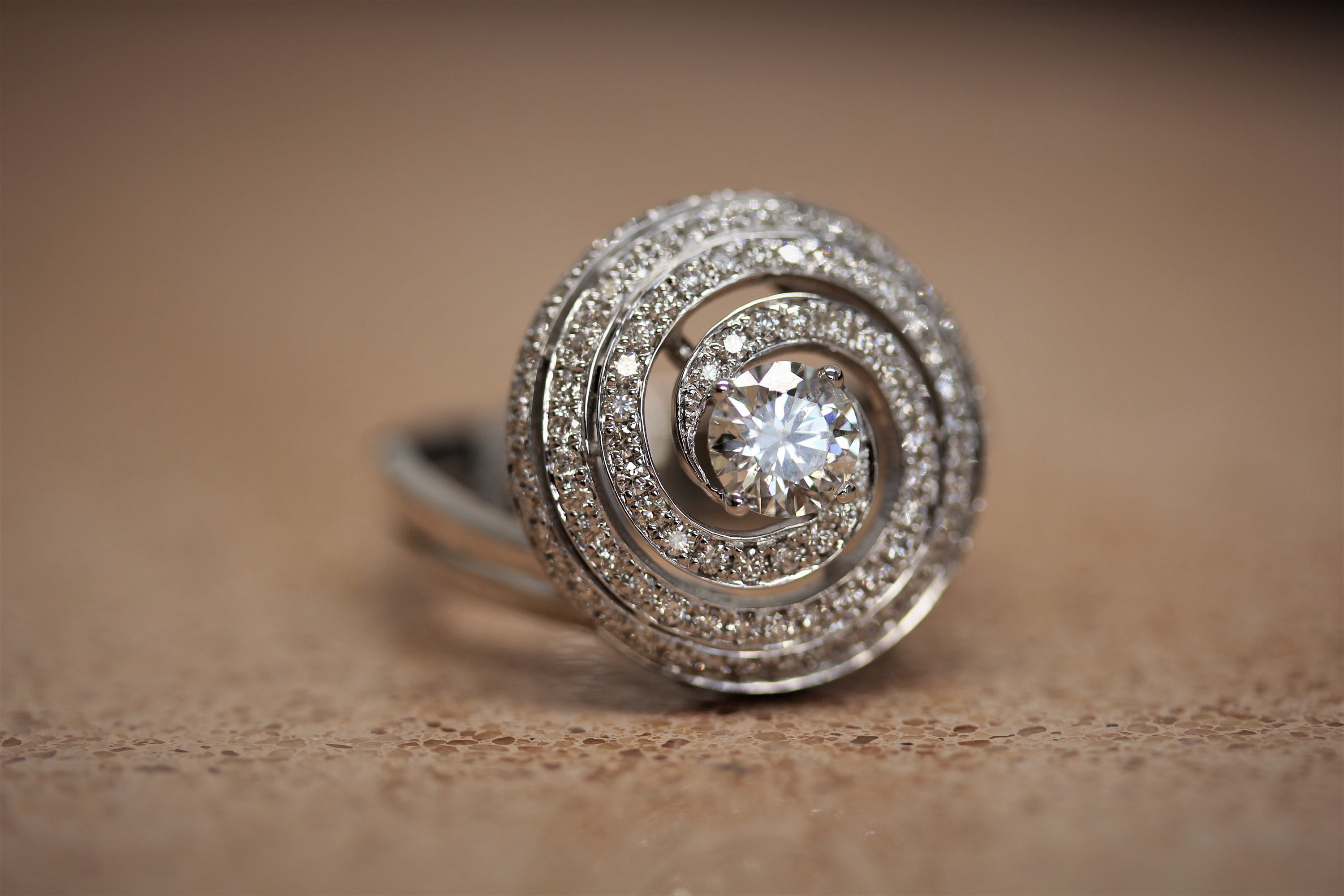 Unique Designer Diamond Engagement Ring, Ladies Diamond Swirl Cocktail ...