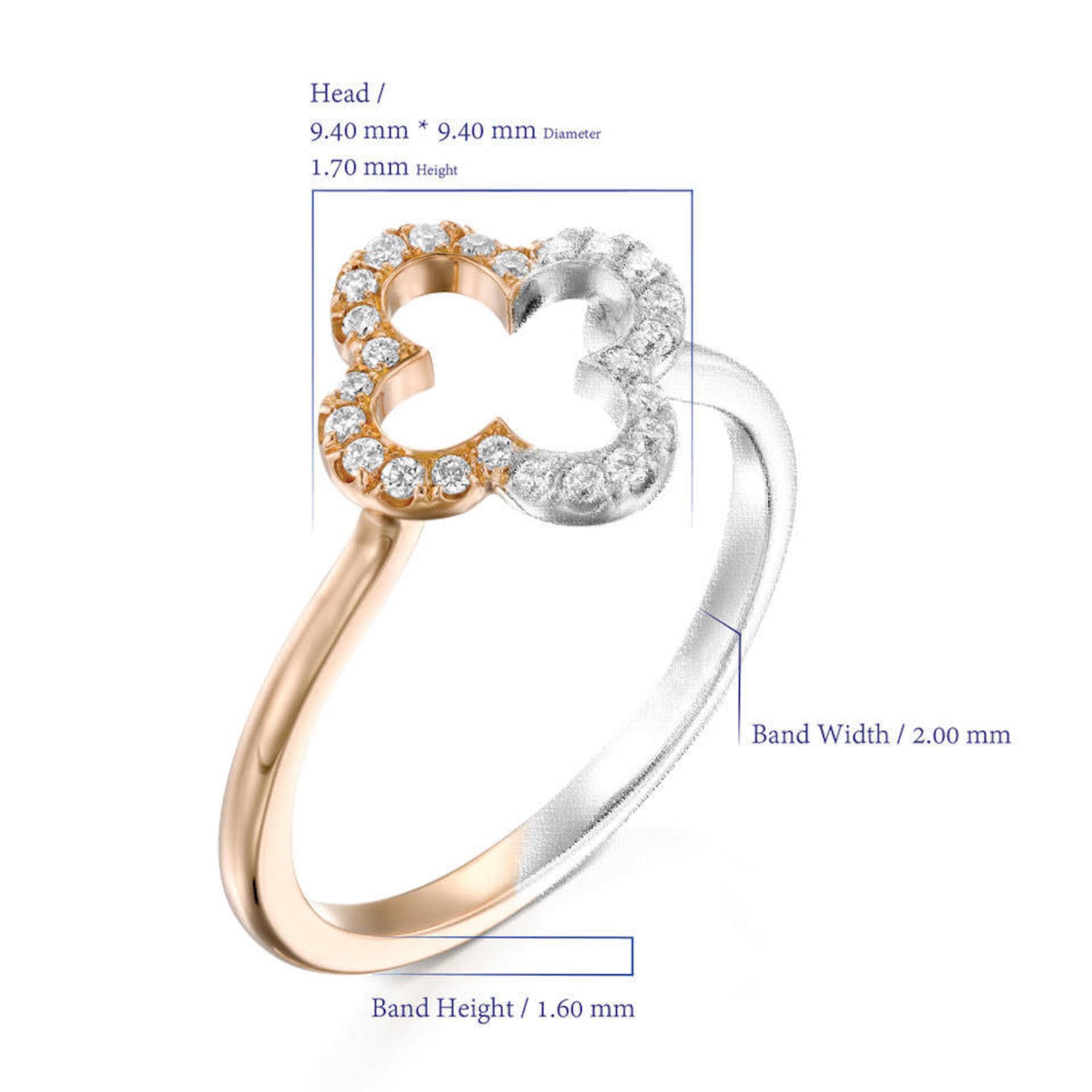 Clover Diamond Engagement Ring Wedding Band | Etsy