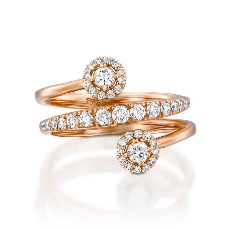 18K Rose Gold Diamond Spiral Ring Infinity Ring Swirl - Etsy