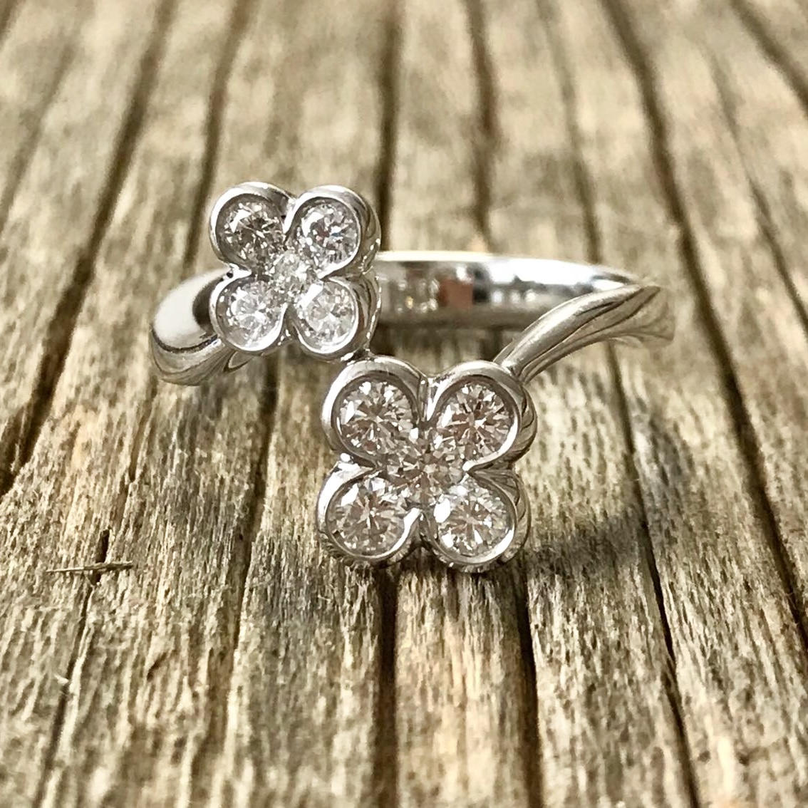 Cherry Blossom Ring Diamond Flower Engagement Ring, Rose Gold Ring ...