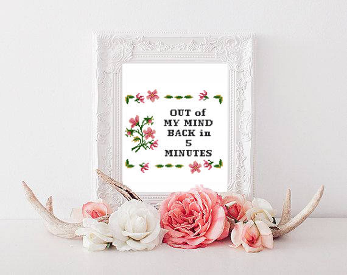 Funny Cross Stitch Pattern. Going Crazy Cross Stitch Pattern. | Etsy Canada