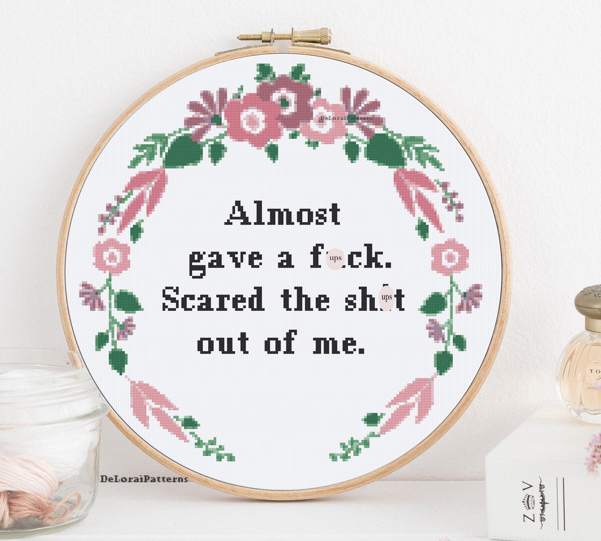 Rude and Funny Cross Stitch Pattern. Modern Floral Wreath | Etsy
