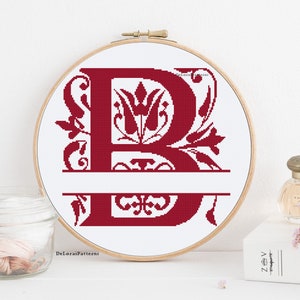 Romantic Wedding Monogram Cross Stitch Pattern Letter B Custom Name ...