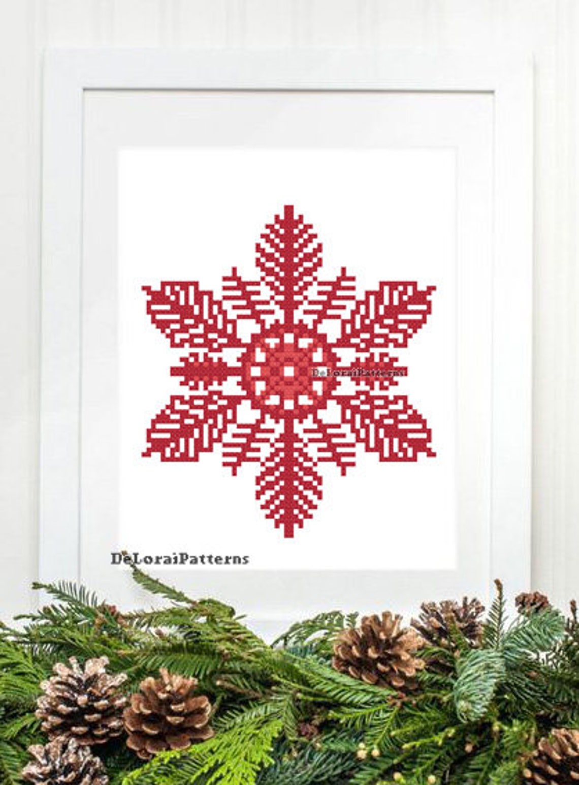 Snowflake Cross Stitch Pattern Christmas Decoration Modern | Etsy
