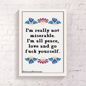 Funny Cross Stitch Pattern Sassy Happy F. Word Curse Swear - Etsy