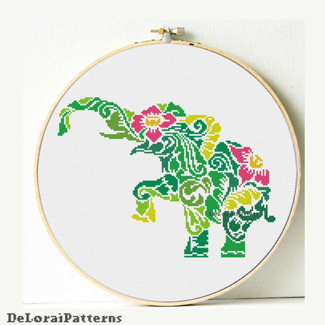 Elephant Cross Stitch Pattern, Modern Counted Cross Stitch PDF Instant ...