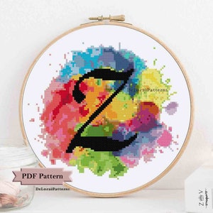 Personalised Cross Stitch Pattern Letter Z Custom Initial Cross Stitch ...