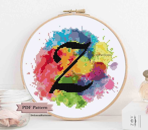 Personalised cross stitch pattern letter Z custom initial | Etsy