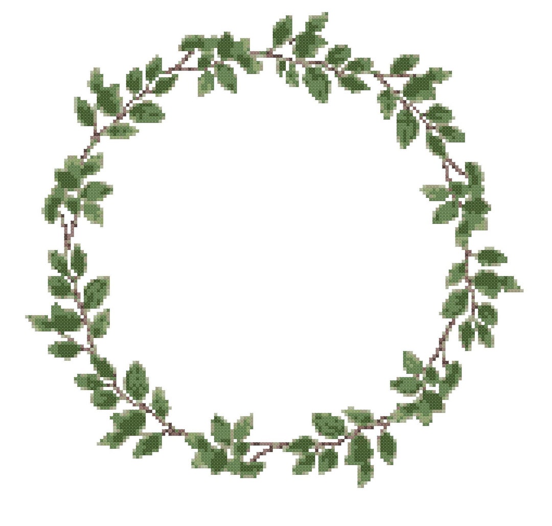 Leaves Cross Stitch Wreath Pfd Pattern for Instant Download Leaves ...