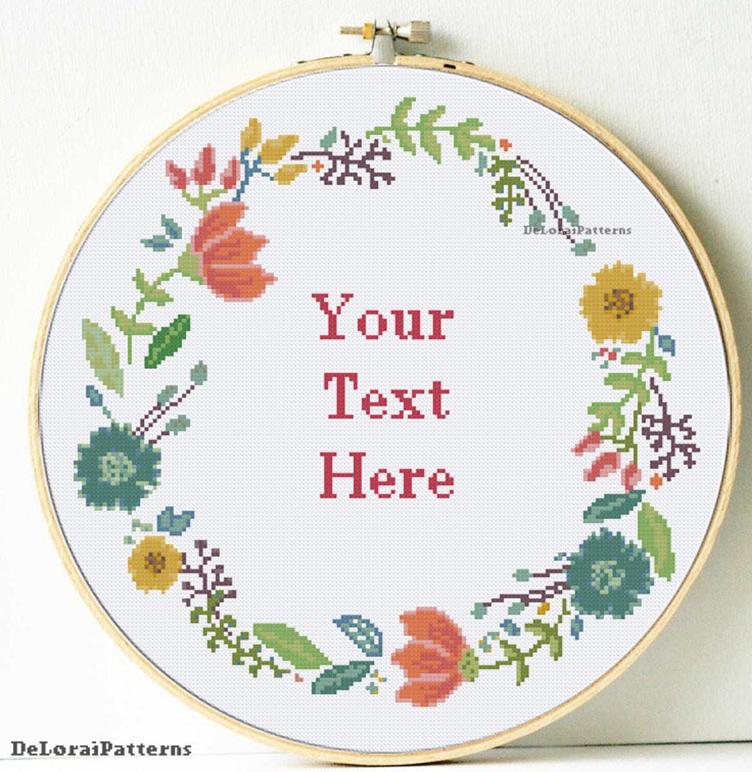 Custom Cross Stitch Pattern Easy Cross Stitch Floral Wreath ...