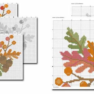Leaves Cross Stitch Wreath Pfd Pattern for Instant Download Leaves ...