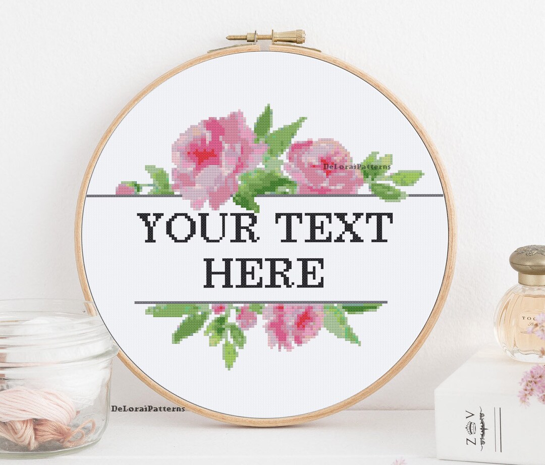 Custom Cross Stitch Pattern. Personalized Cross Stitch Flowers Border ...