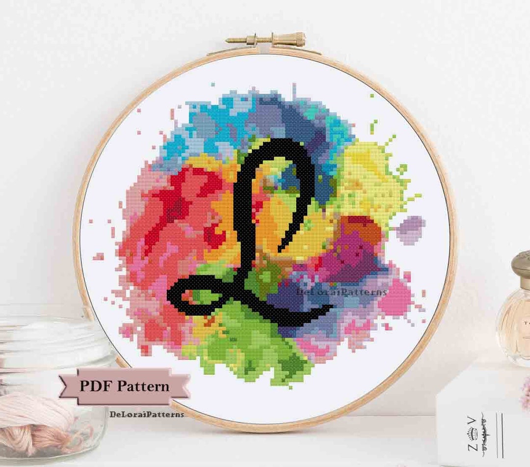 Personalised Cross Stitch Initial L Monogram Cross Stitch Pattern DIY ...