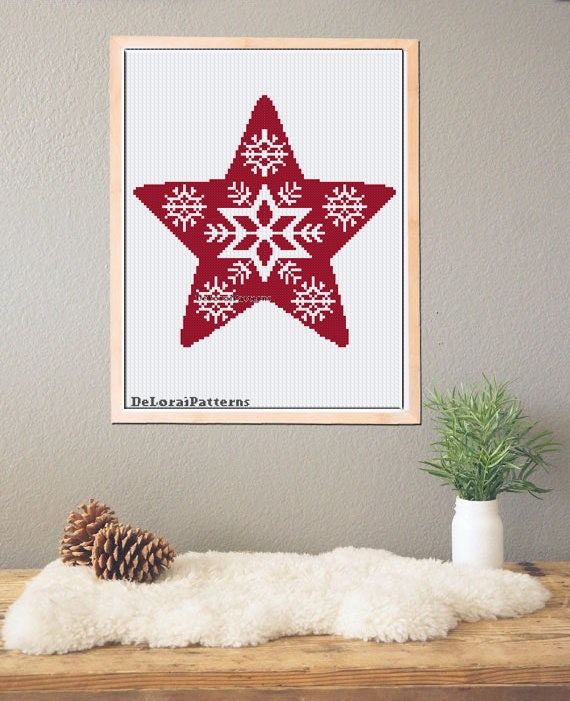 Christmas Star Cross Stitch Pattern Christmas Pattern Cross | Etsy