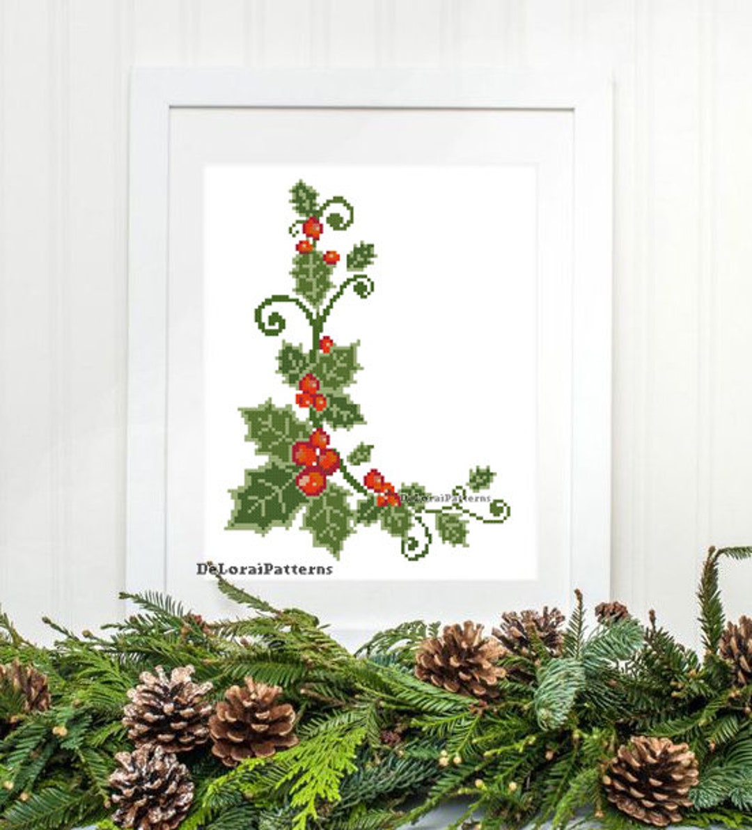 Christmas Cross Stitch Pattern. Mistletoe Cross Stitch Wall Decor ...