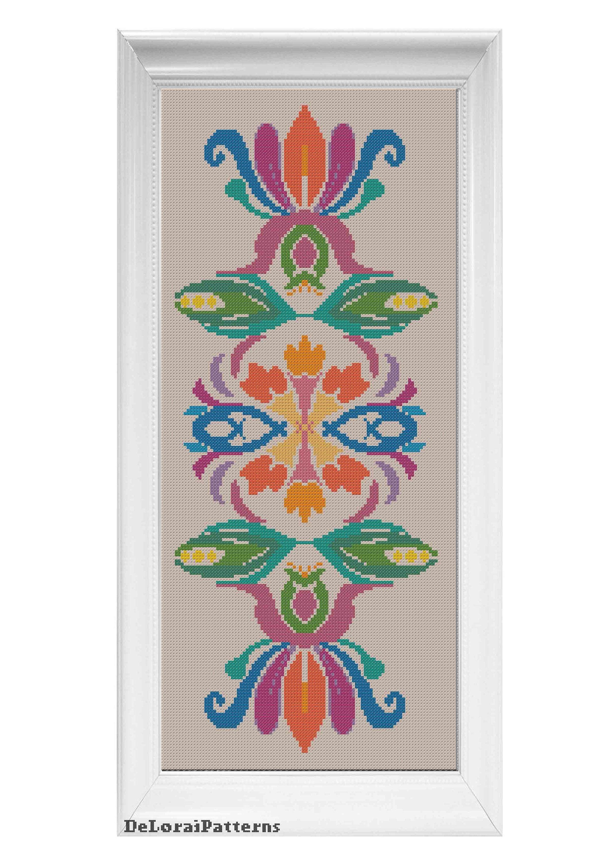 Decorative Cross Stitch Pattern. Floral Cross Stitch Digital | Etsy