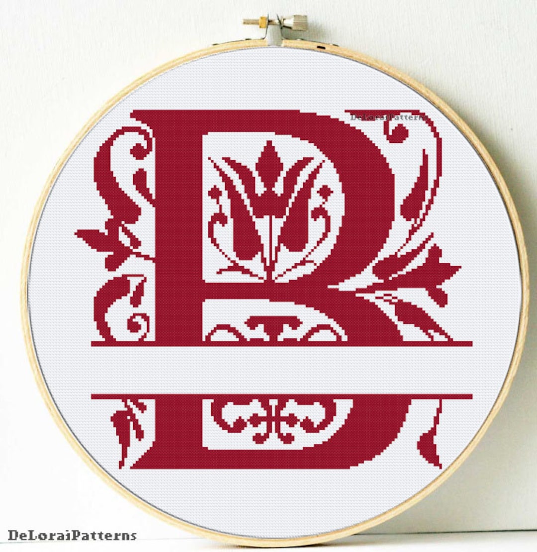 Romantic Wedding Monogram Cross Stitch Pattern Letter B Custom Name ...