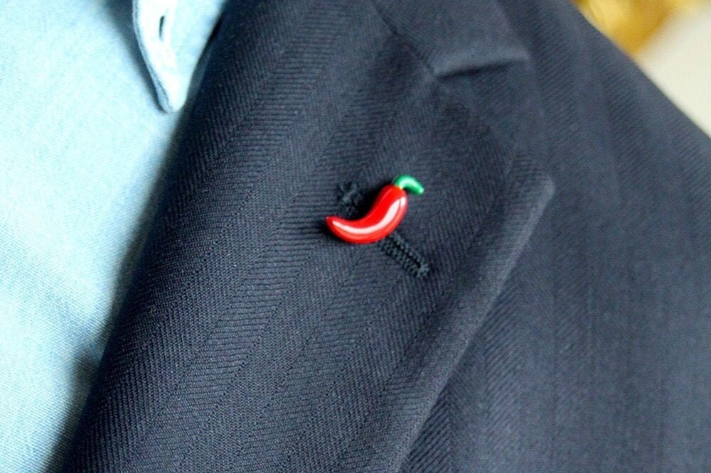 Pin in Silver With Red Chilli Pepper for Bag or Jacket, Pin for Men ...