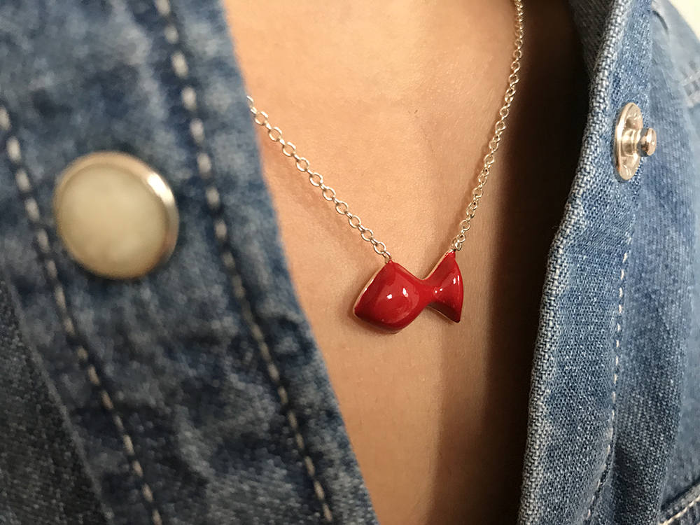 Little Red Fish Necklace Necklace With Little Fish Fixed in - Etsy