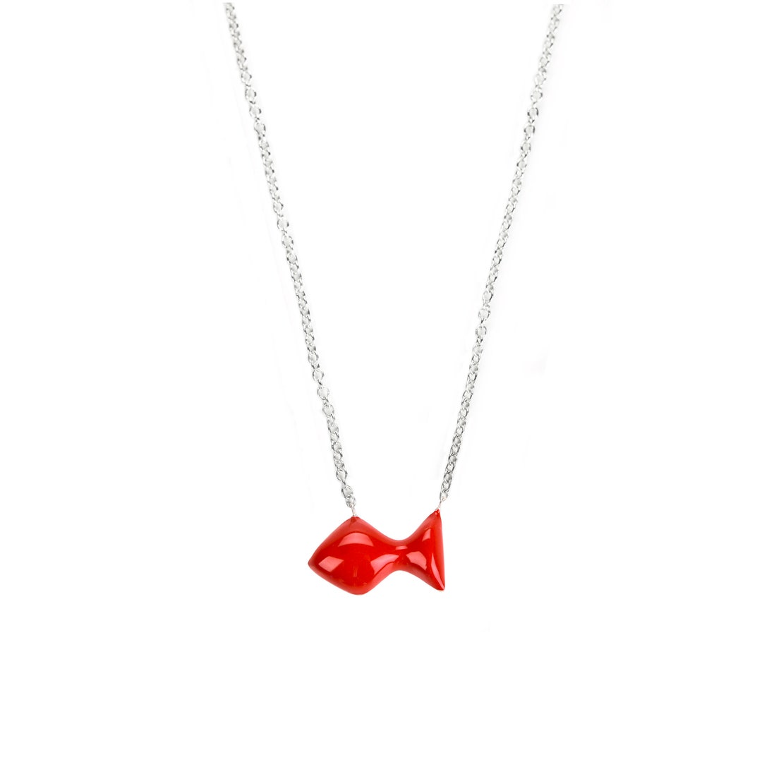 Little Red Fish Necklace, Necklace With Little Fish Fixed in the Middle ...