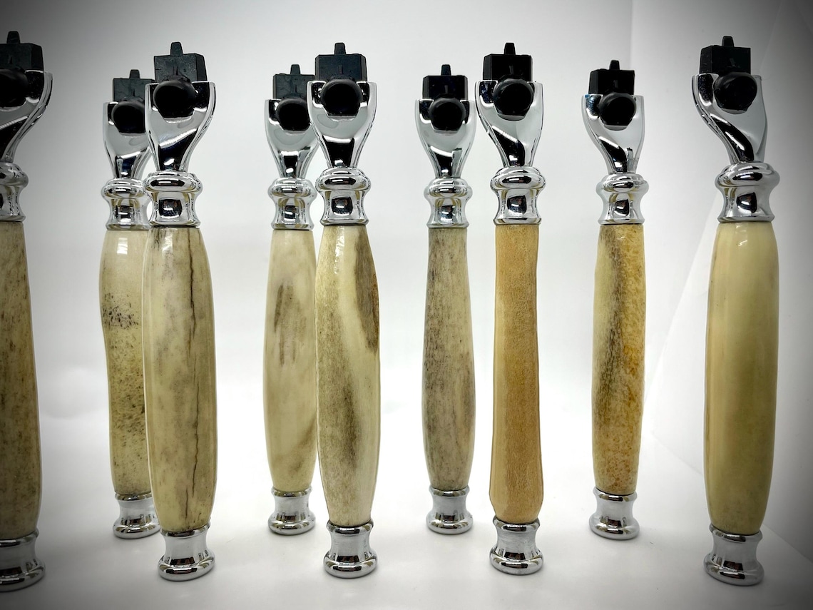 Deer Antler Mach 3 Razor Handle - Chrome Finish - Shaving Gift - Etsy