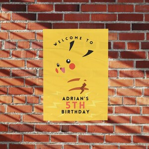Pikachu Birthday Sign, Custom Welcome Sign, Editable Template, Canva ...