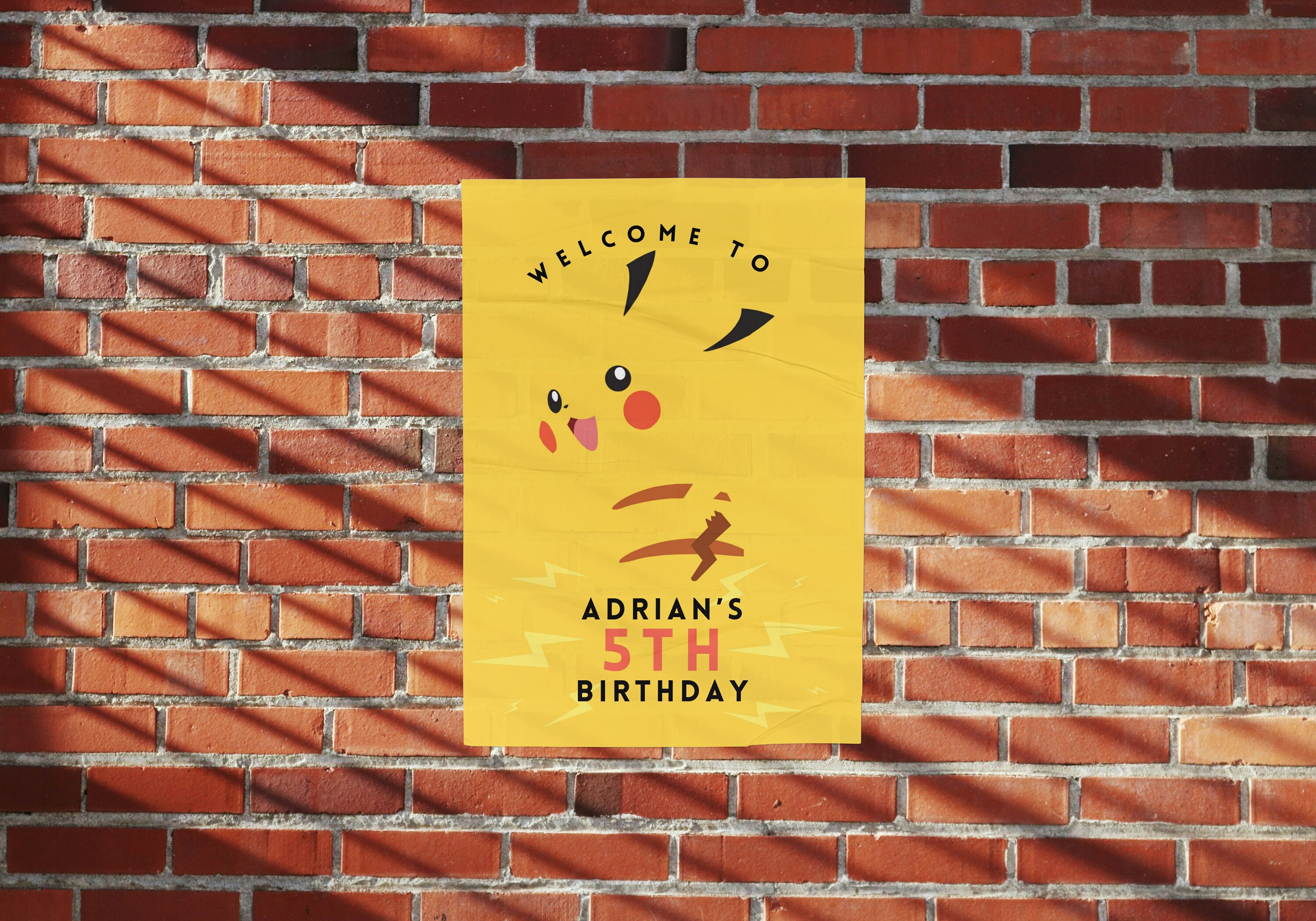 Pikachu Birthday Sign, Custom Welcome Sign, Editable Template, Canva ...